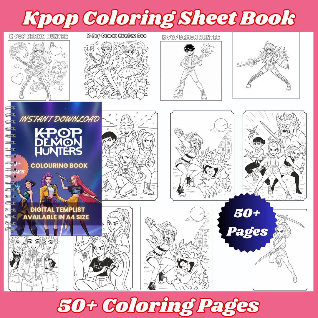 Kpop Demon Hunters Coloring Pages, 50 K-pop Coloring Book ,kpop Demon ...