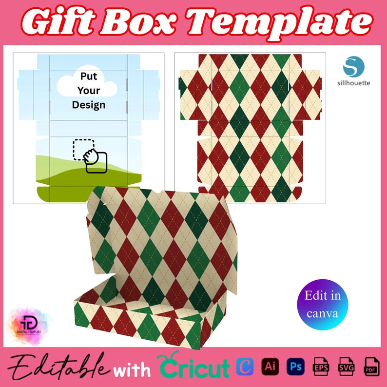 Gift Box Template, Rectangle Box Template, Rectangular Box Label ...