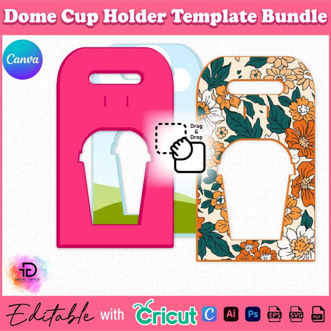 Dome Cup Holder Template Bundle, Dome Cup Holder Bundle, Mug Box ...