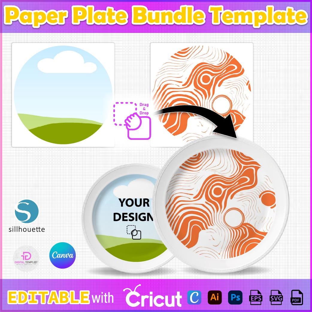 Paper Plates Template Bundle, Paper Plate Design, Paper Plate SVG ...
