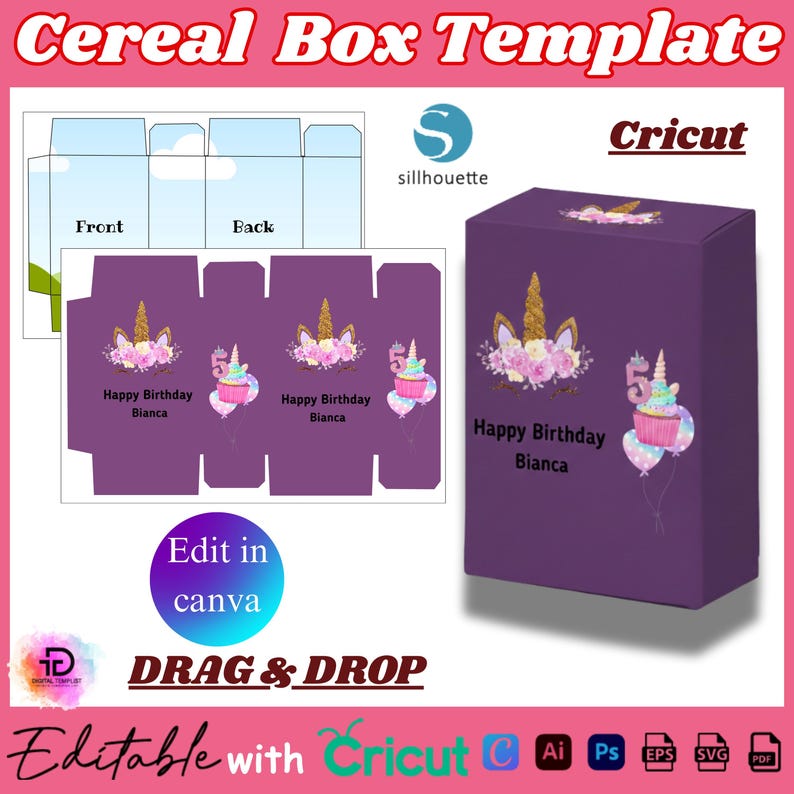 0.95 Oz Cereal Box Template, Snack Box Template, Custom Box, Cereal ...