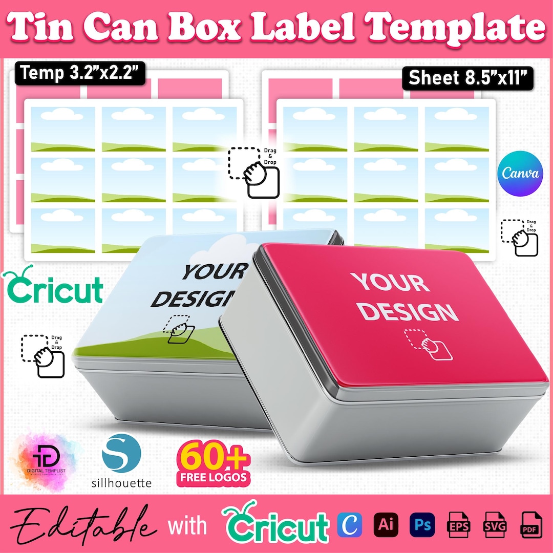 Tin Can Box Label Template, Tin Can Label, Tin Can SVG, Bank Tin Can ...