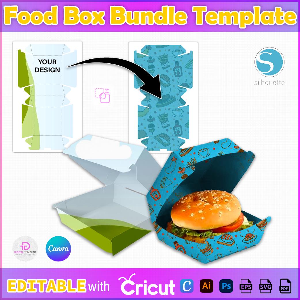 Food Box Bundle Template, Food Box Template, Food Box SVG, Fast Food ...