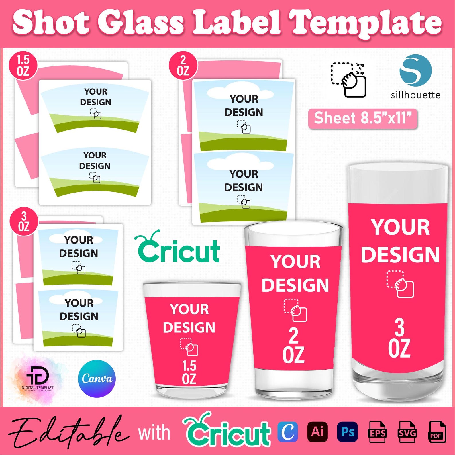 Shot Glass Template, Shot Glass Bundle, Shot Glass SVG, Shot Glass ...
