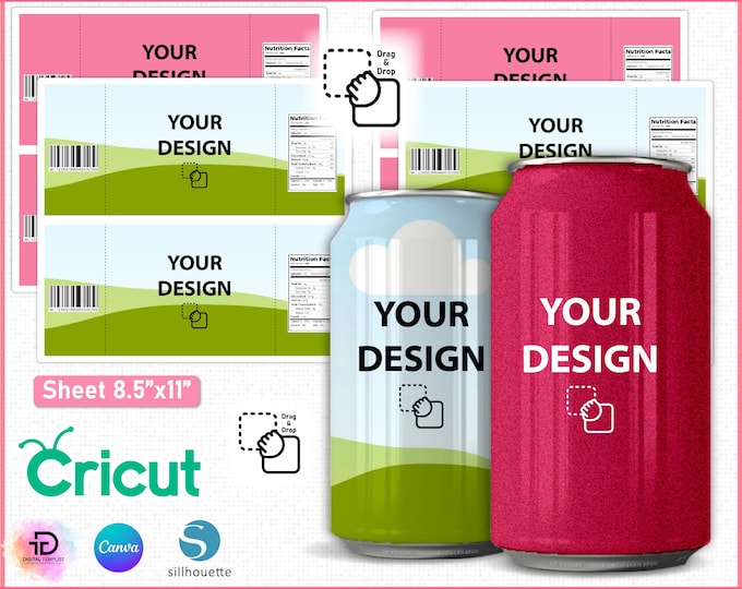 Pop Can 12oz 355ml Label Template, Drink Can Sticker Label Printable ...