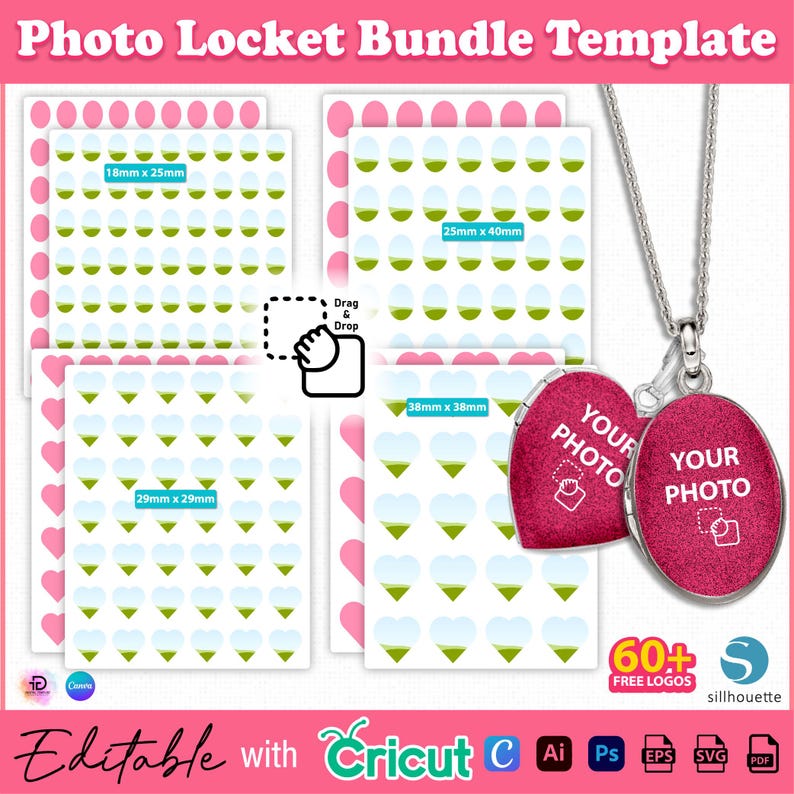 Photo Locket Template Bundle, Photo Locket SVG, Physical Locket ...