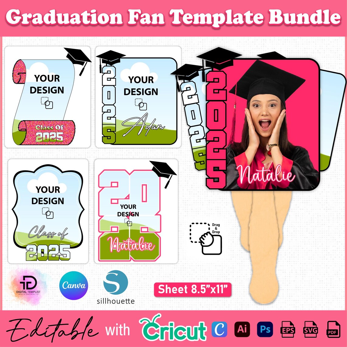 Graduation Fan Template, Grad Paddle Fan Template, Graduation Fan ...