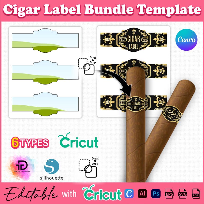 Cigar Label Template, Cigar Label Svg, Cigar Sticker Template Bundle ...