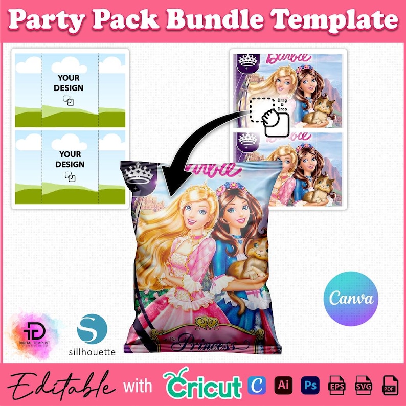 Party Favor Bundle, Party Pack Templates, Canva Editable Template ...