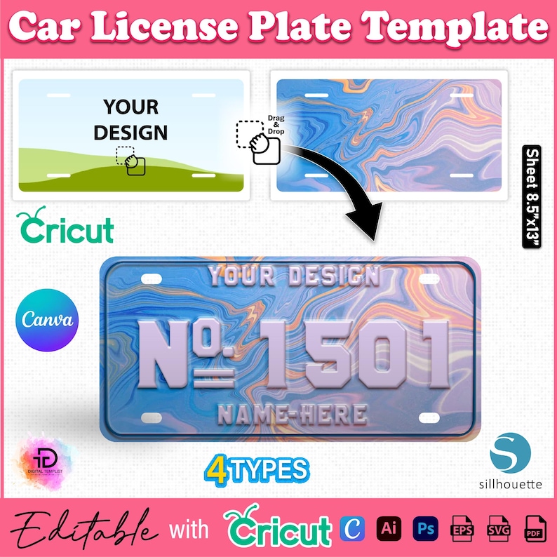 Car License Plate Template, DIY Sublimation Design (canva Editable) - Etsy