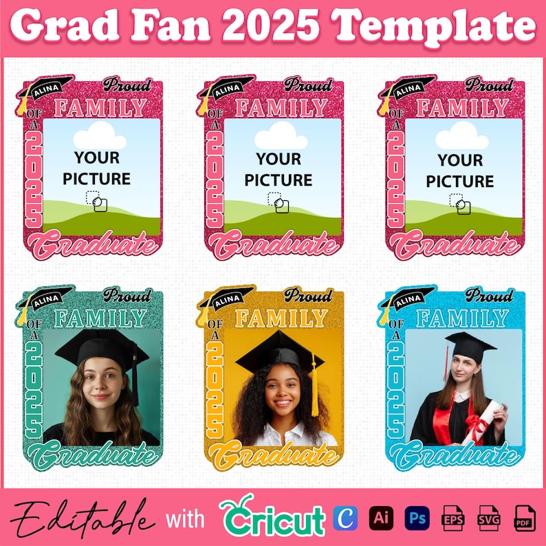 Graduation Fan Template 2025, Custom Grad Fan SVG, Grad Fan DIY, Party ...