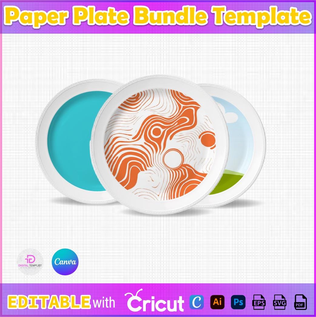 Paper Plates Template Bundle, Paper Plate Design, Paper Plate Mockup ...