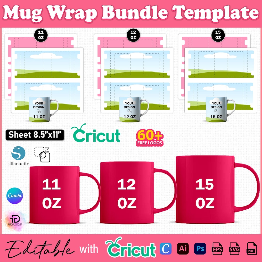 Mug Wrap Template Bundle, Full Wrap Mug Templates, Mug Wrap Template ...