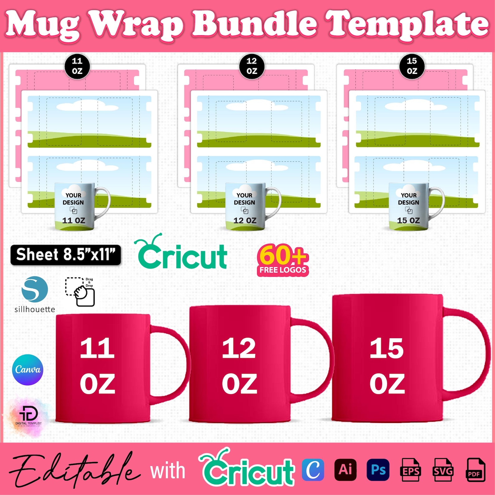 Mug Wrap Template Bundle, Full Wrap Mug Templates, Mug Wrap Template ...
