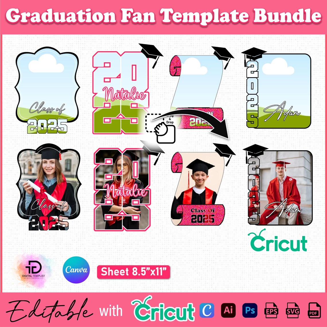 Graduation Fan Template, Grad Paddle Fan Template, Graduation Fan ...