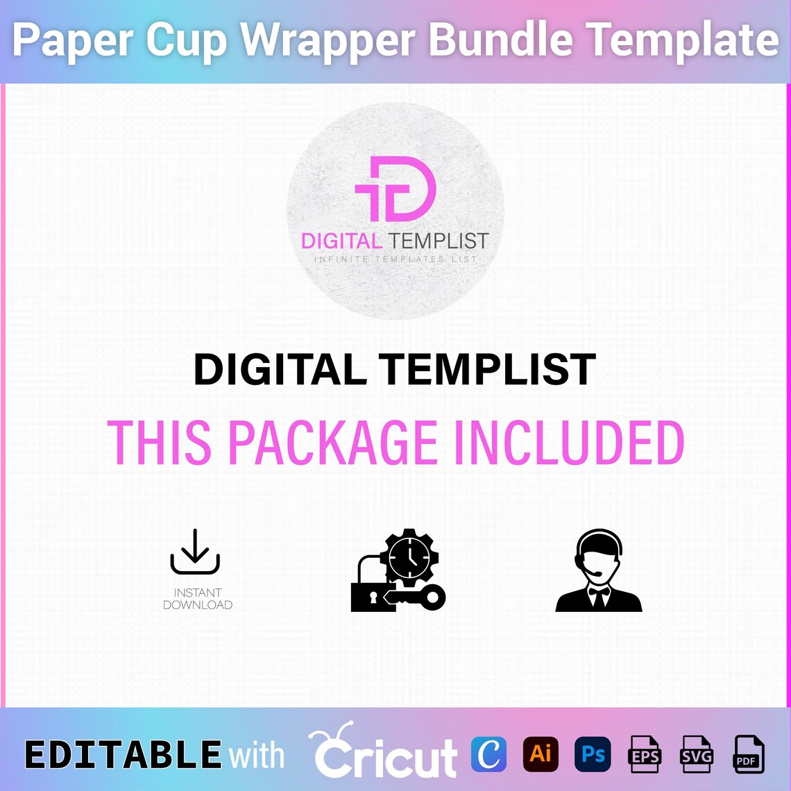 Paper Cup Template Bundle, 4oz - 8oz - 9oz - 12oz - 16oz -22oz Paper ...