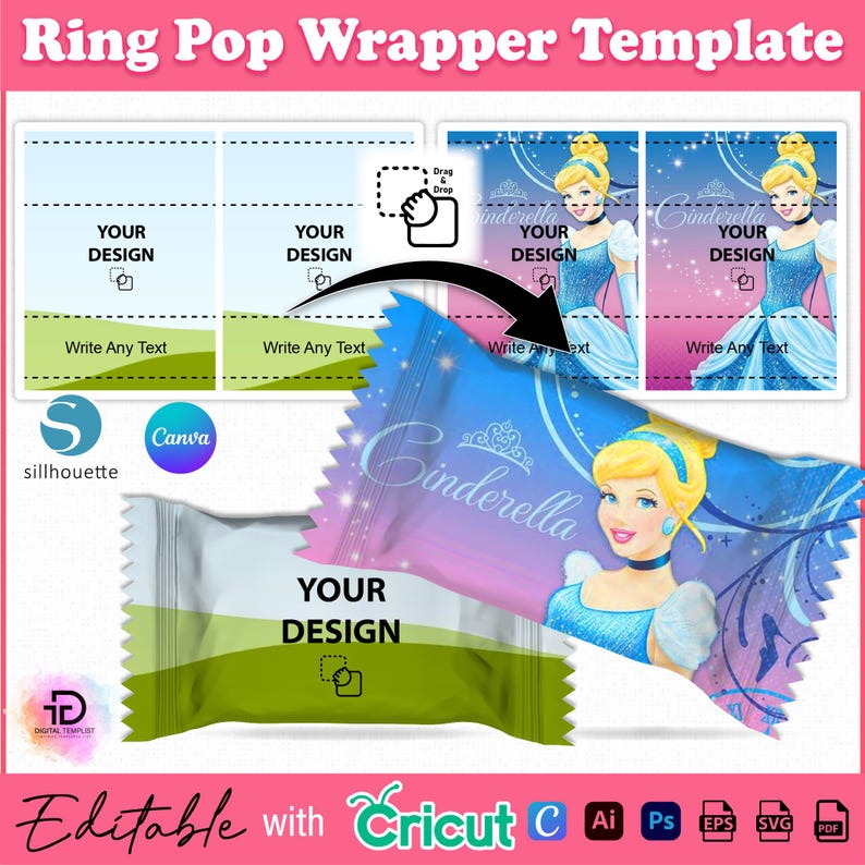 Ring Pop Wrapper, Ring Pop Label, Ring Pop Template, Canva Editable ...