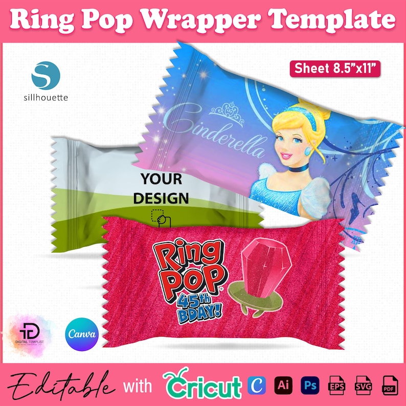 Ring Pop Wrapper, Ring Pop Label, Ring Pop Template, Canva Editable Ring Pop, Printable Ring Pop ...