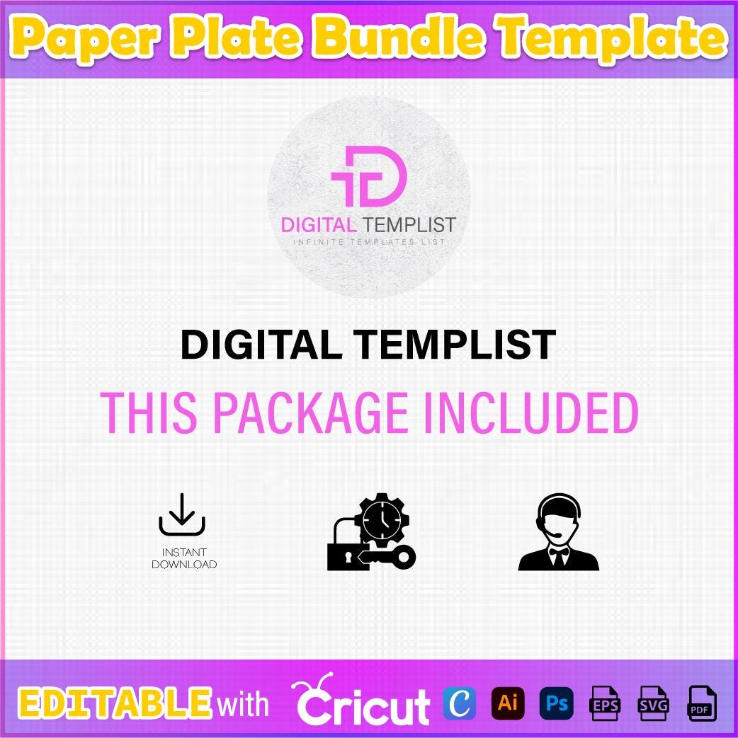 Paper Plates Template Bundle, Paper Plate Design, Paper Plate Mockup ...