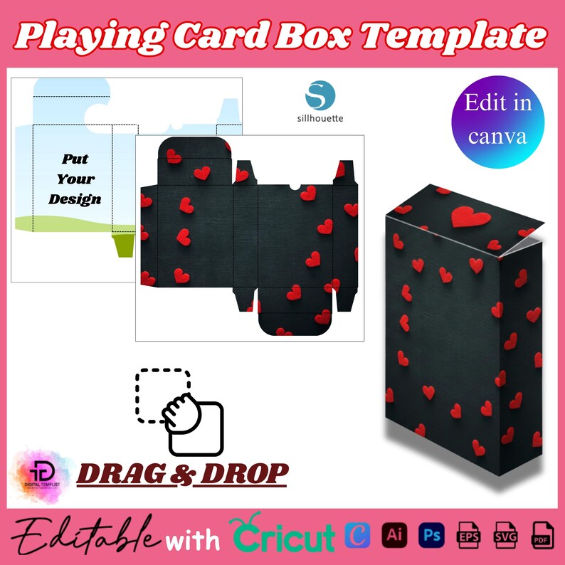 Playing Card Box Template, Blank Box Template, Poker Card Box Template ...