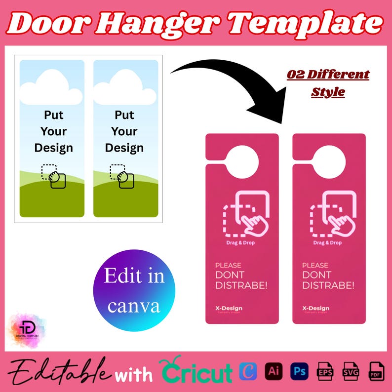 Door Hanger Template, Canva Editable Door Hanger, Door Tag Template ...