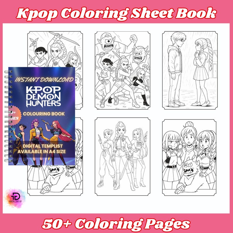 Kpop Demon Hunters Coloring Pages, 50 K-pop Coloring Book ,kpop Demon ...