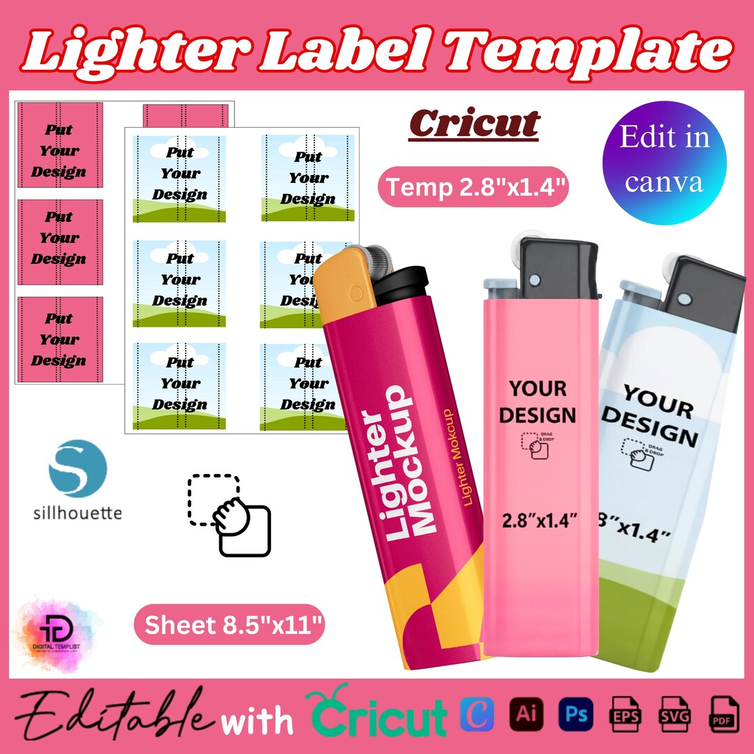 Lighter Label Template, Lighter Label SVG, Lighter Photo Wrap, Custom ...