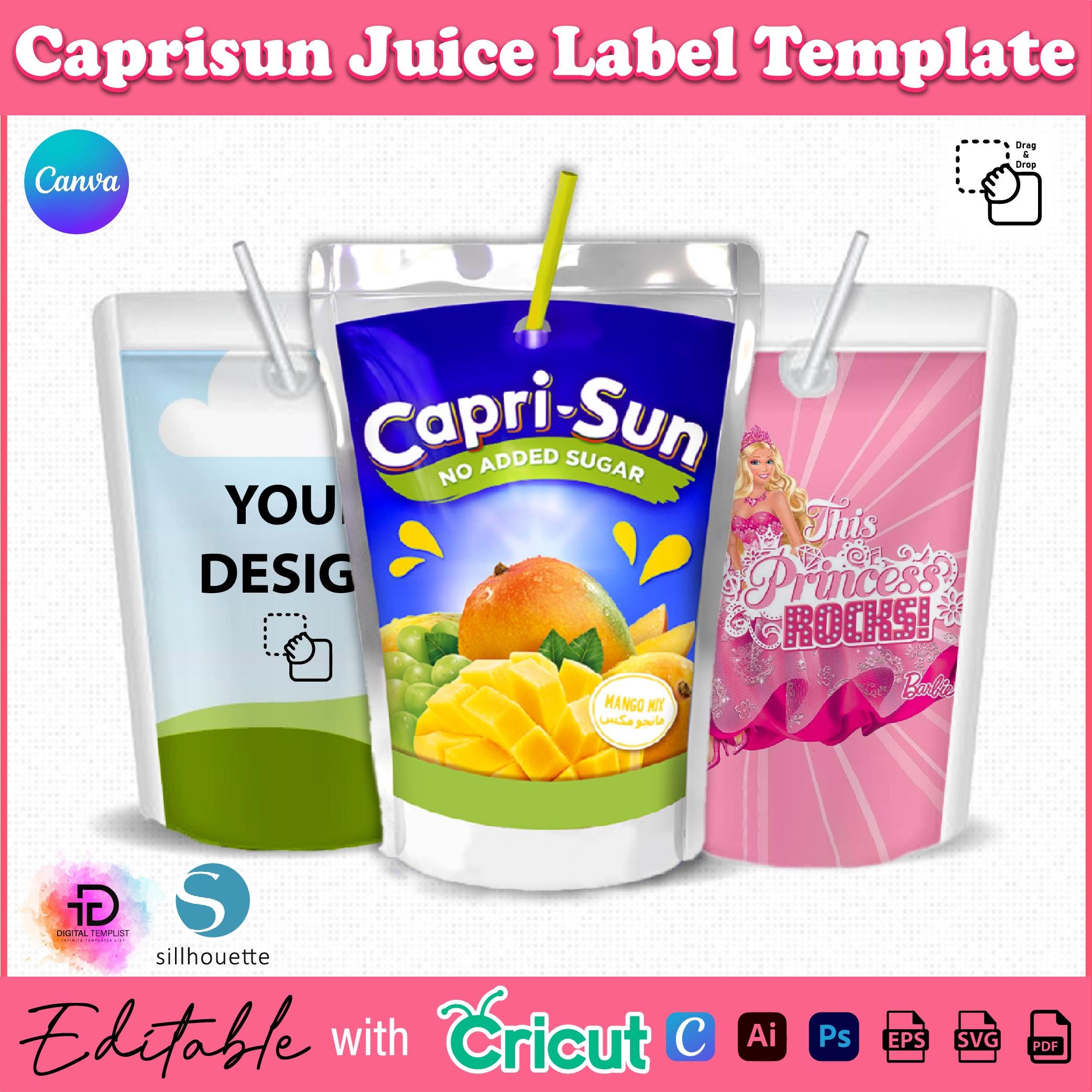 Caprisun Juice Label Template, Caprisun Label, Capri Juice Pouch Label ...