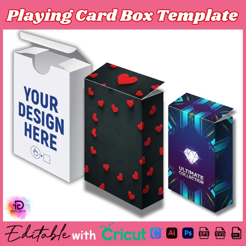 Playing Card Box Template, Blank Box Template, Poker Card Box Template ...