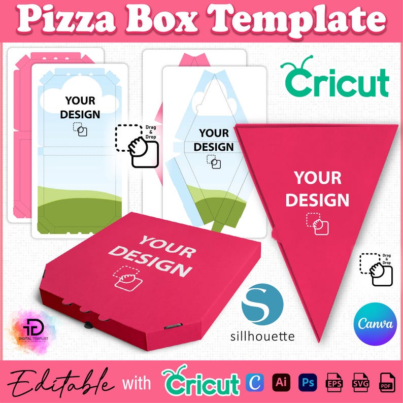 Pizza Box Template, Pizza Box SVG, Pizza Box Bundle, Gift Box, Triangle ...