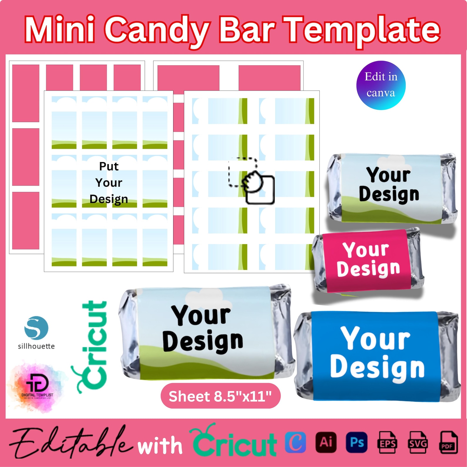 Mini Chocolate Wrapper Template, Mini Candy Bar Labels, Mini Candy Bar ...