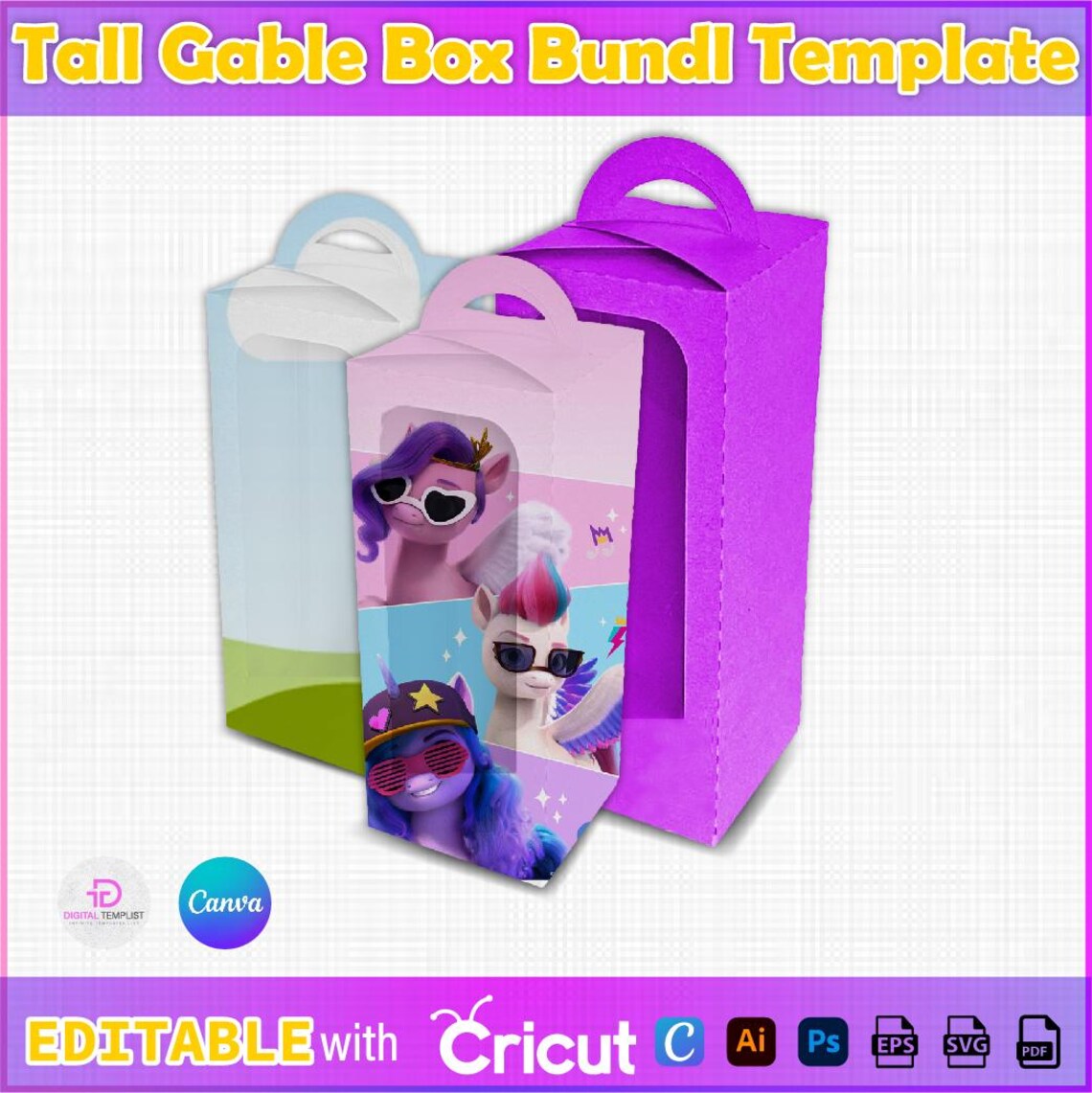 Tall Gable Box Template, Gift Box Template, Tall Box Svg, Doll Box ...