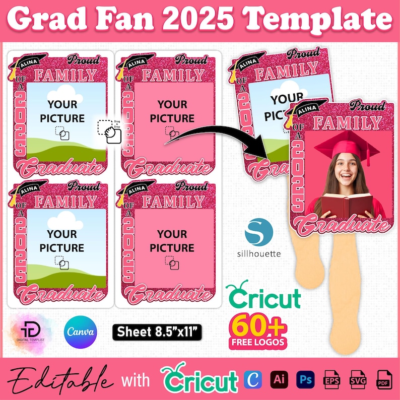 Graduation Fan Template 2025, Custom Grad Fan SVG, Grad Fan DIY, Party ...