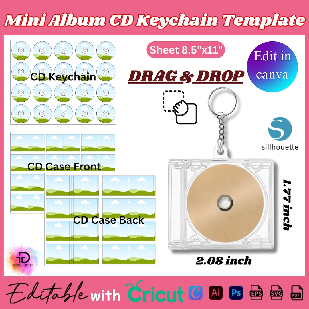 Mini Album CD Keychain Template, Cd Keychain Template, Jewel Case ...