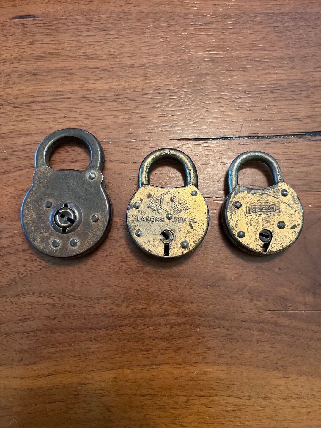 Vintage Brass Padlock Set of 3 No Key Antique USA Steampunk Lock ...