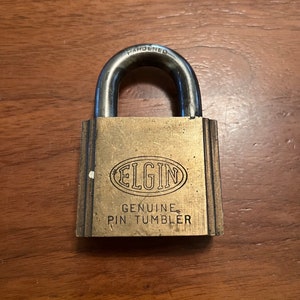 Vintage Elgin Brass Padlock No Key Antique USA Steampunk Lock Hardware ...
