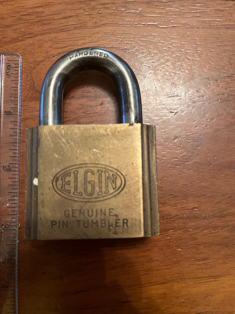 Vintage Elgin Brass Padlock No Key Antique USA Steampunk Lock Hardware ...