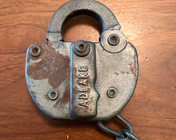 Vintage Big Adlake Brass Padlock No Key Antique USA Steampunk Lock ...