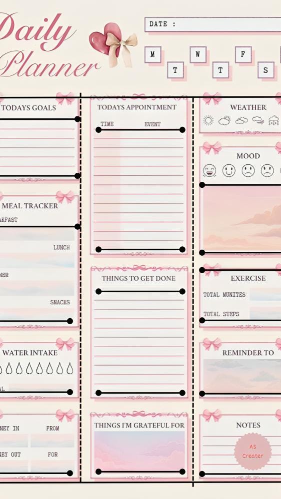 Digital Daily Planner | Printable & Editable PDF | Productivity and ...