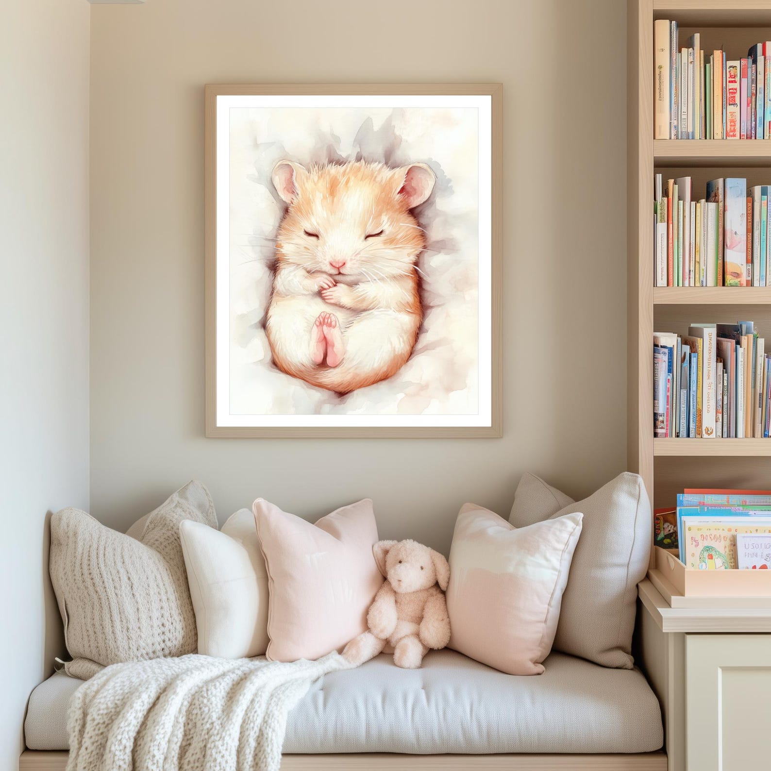 Cute Hamster Wall Art Print, Neutral Nursery Wall Art, Hamster Poster ...