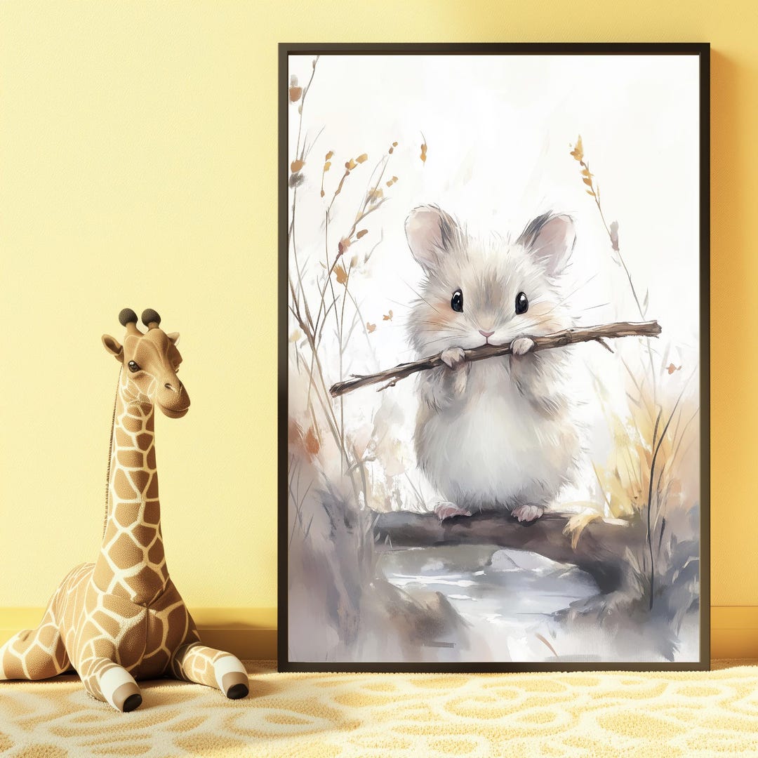 Gray Pika Nursery Print, Autumn Boho Baby Room Wall Décor - Etsy