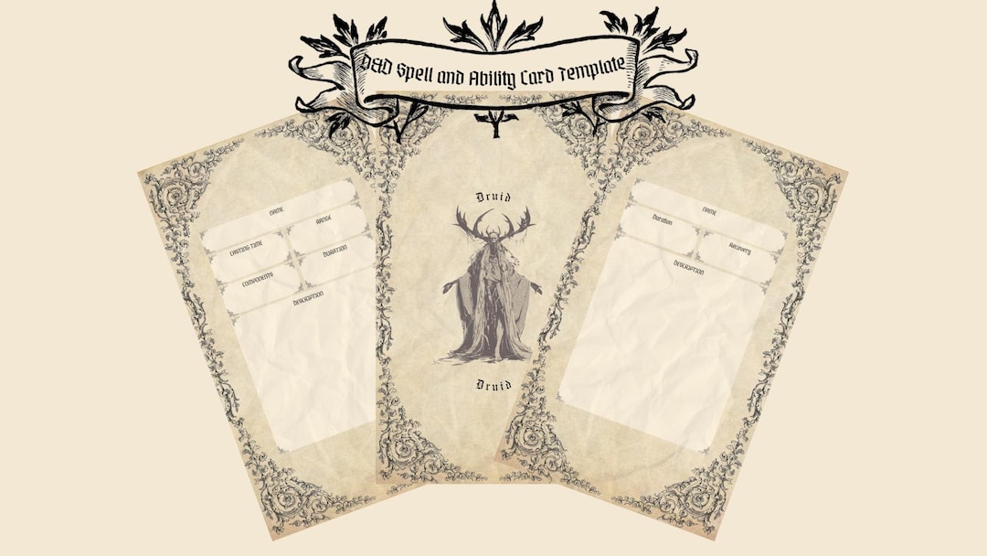 Dnd Card Gothic Pack: Druid Spells and Abilities Template - Etsy