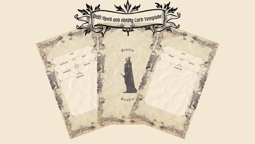 Dnd Spell Cards Gothic Pack: Paladin Spells and Abilities - Etsy