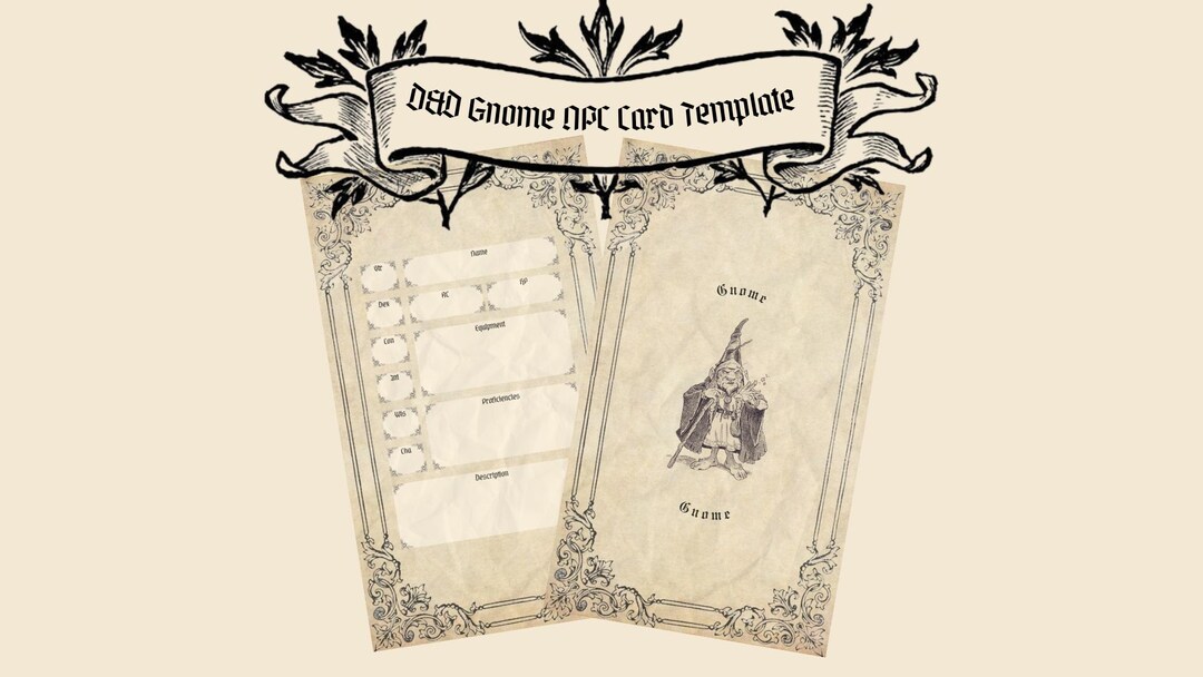 Dnd NPC Cards Gothic Pack: Gnome - Etsy