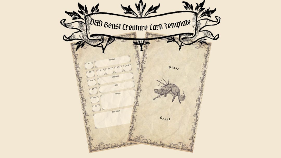 Dnd Creature Cards Gothic Pack: Beast - Etsy