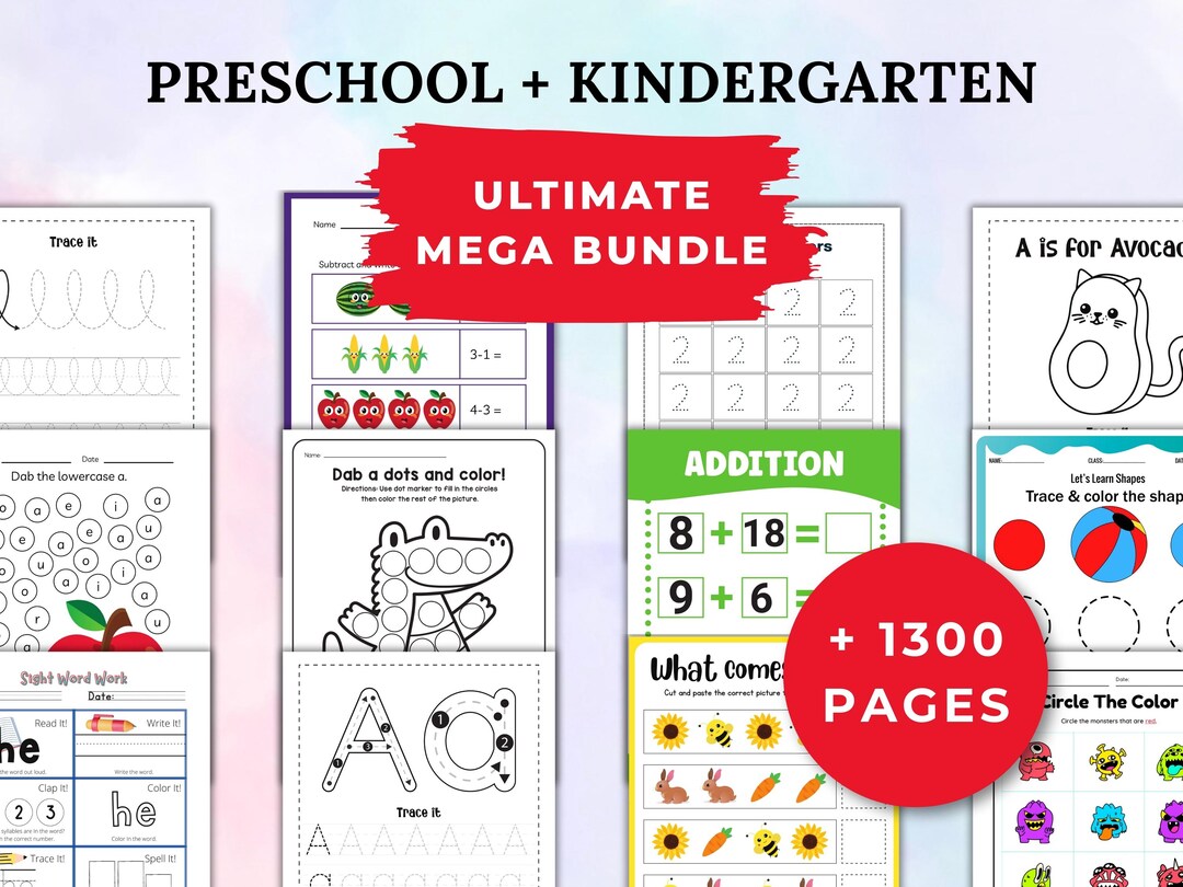 Preschool Pre-k + Kindergarten Learning Bundle | +1300 Pages ...