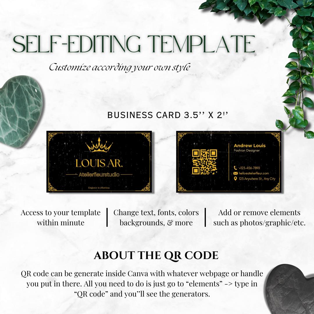 Luxurious VIP Business Cards Template | QR Code | Black & Gold - Etsy