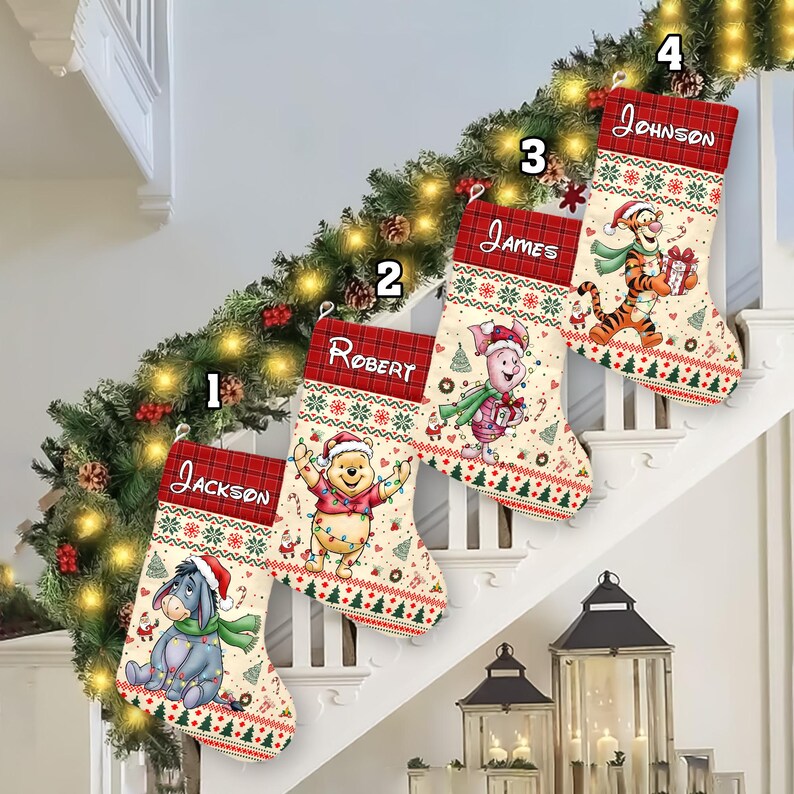 Personalize Winnie the Pooh Christmas Stockings, Custom Name Disney ...