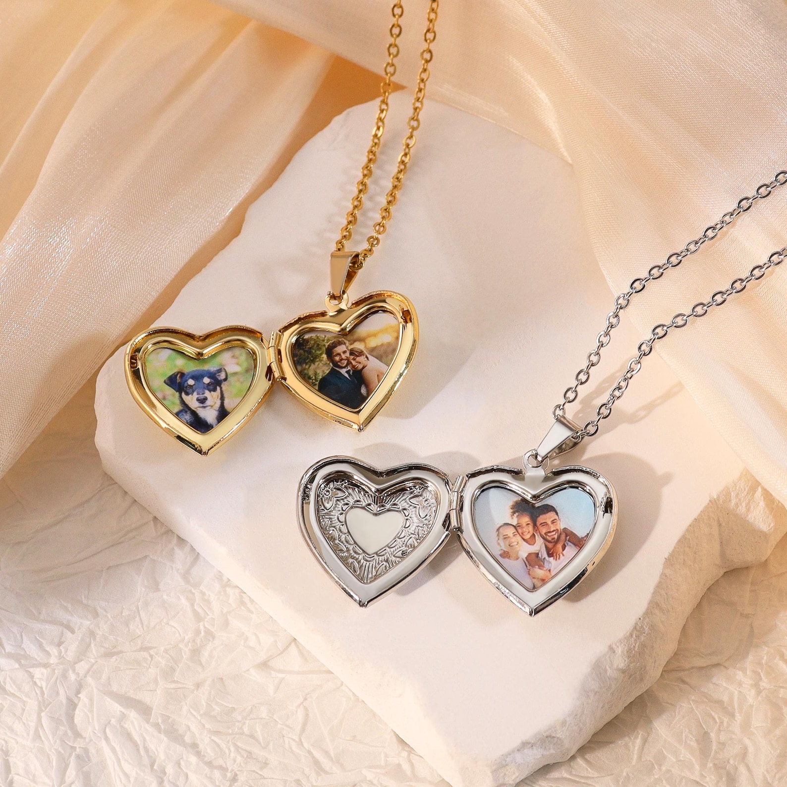 Heart Locket Necklace With Photos,custom Engraved Heart Locket Necklace ...