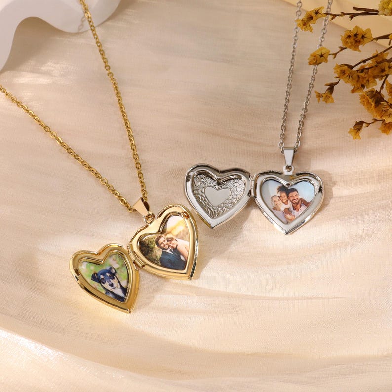 Personalized Heart Locket Necklace,custom Engraved Heart Locket ...